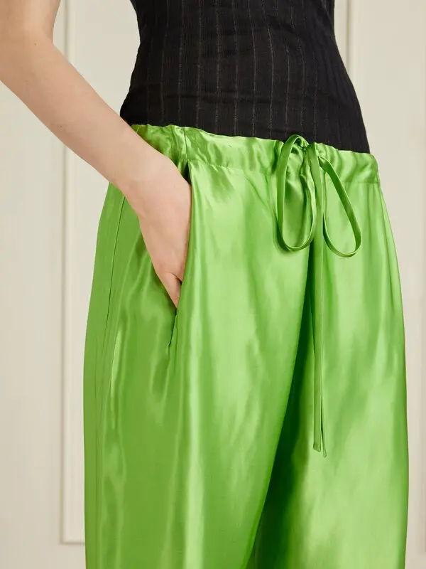 Khaite Rohen Satin Pants - Green