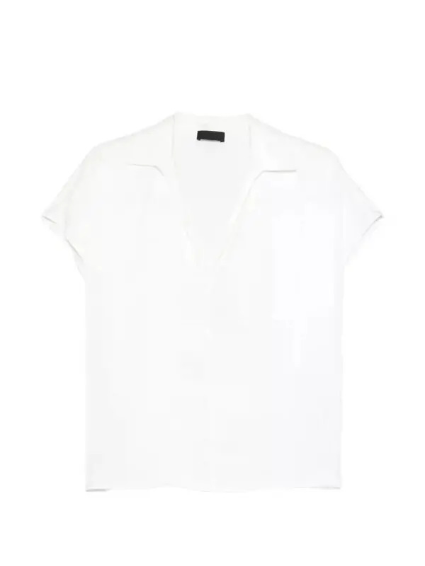 Liu Jo Satin Blouse With V-neck And Short Sleeves - White