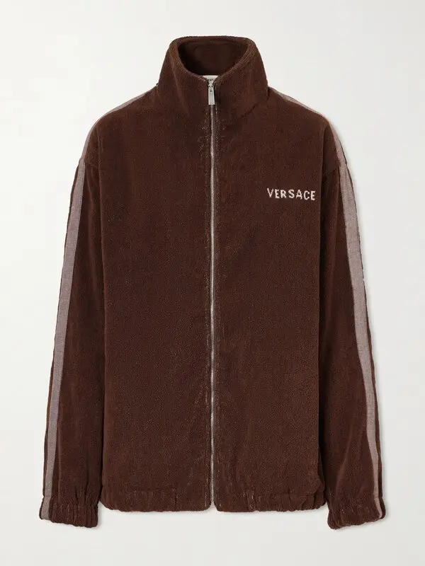 Versace Jacquard-knit Cotton-terry Zip-up Track Jacket