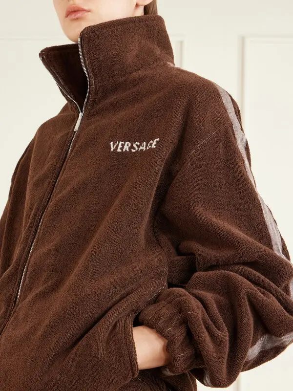 Versace Jacquard-knit Cotton-terry Zip-up Track Jacket