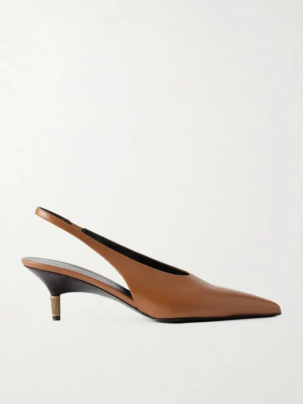 Khaite Bella Leather Slingback Pumps - Brown