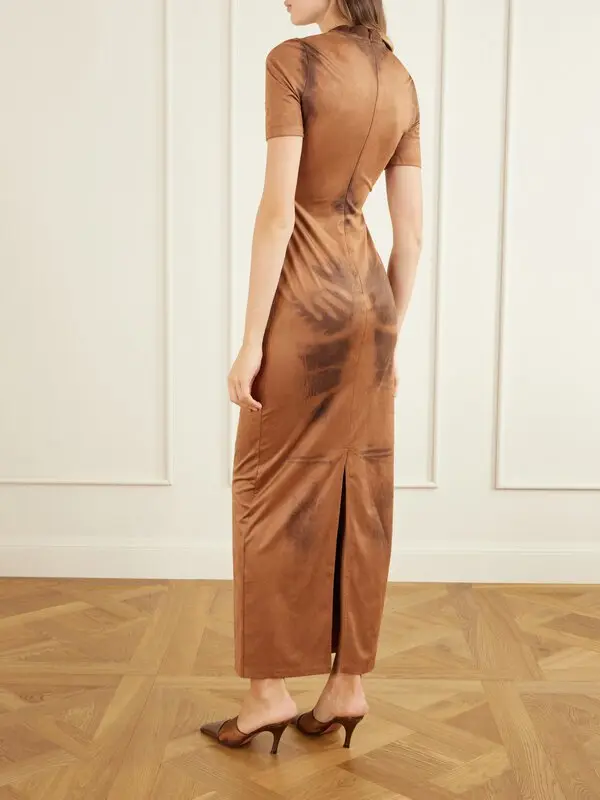 Acne Studios Printed Jersey Midi Dress - Brown
