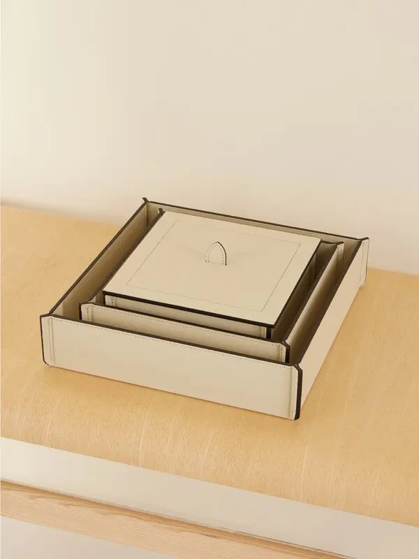 Brunello Cucinelli Set Of Three Leather Boxes - Neutrals