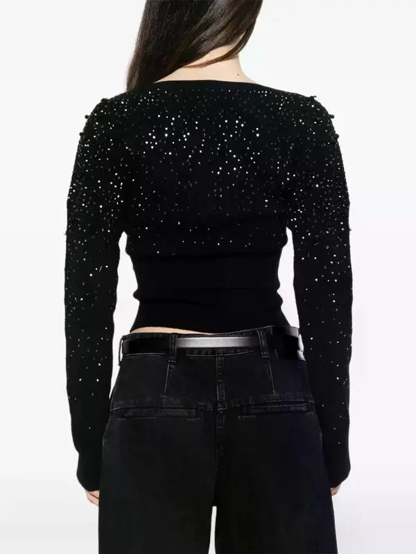 Max Mara Beaded V-neck Sweater - Black
