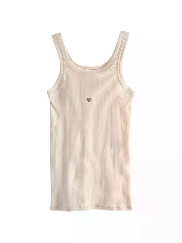 BASERANGE Heart-detail Ribbed Tank Top - Neutrals