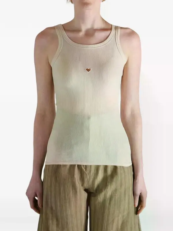 BASERANGE Heart-detail Ribbed Tank Top - Neutrals