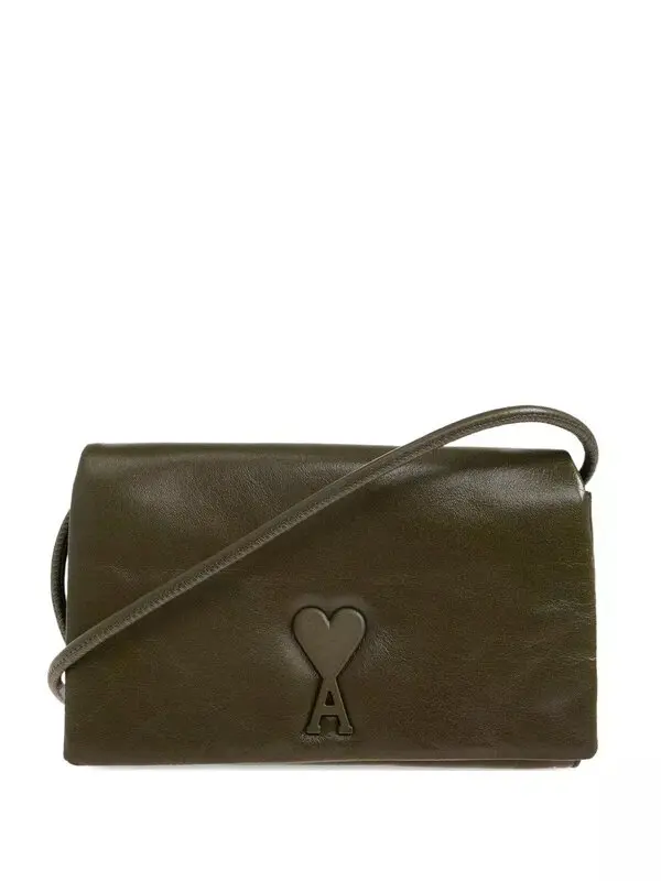 Ami Heart-patch Leather Wallet - Green