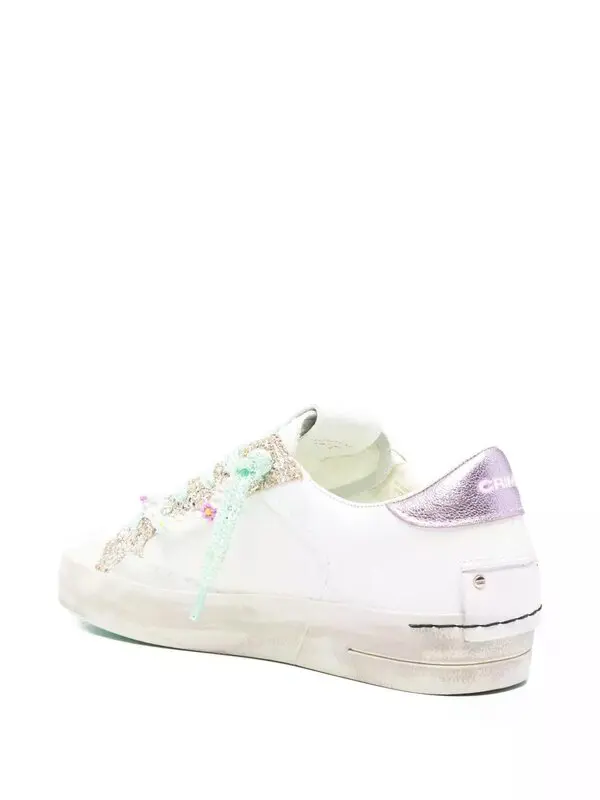 CRIME LONDON Sk8 Deluxe Glitter Lace Sneakers - White