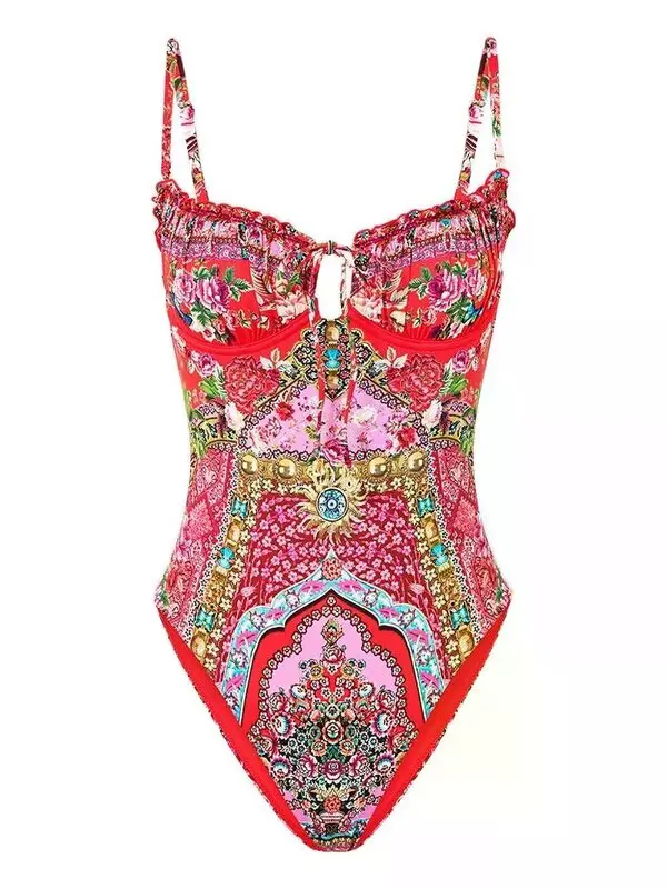 Camilla Ruched Tie Swimsuit - Red