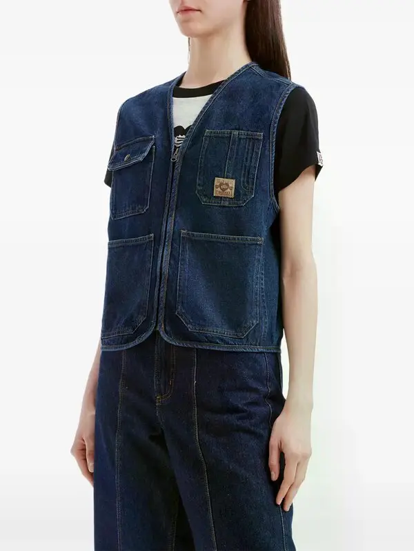 FINGERCROXX Cotton Vest With Pockets And Zip