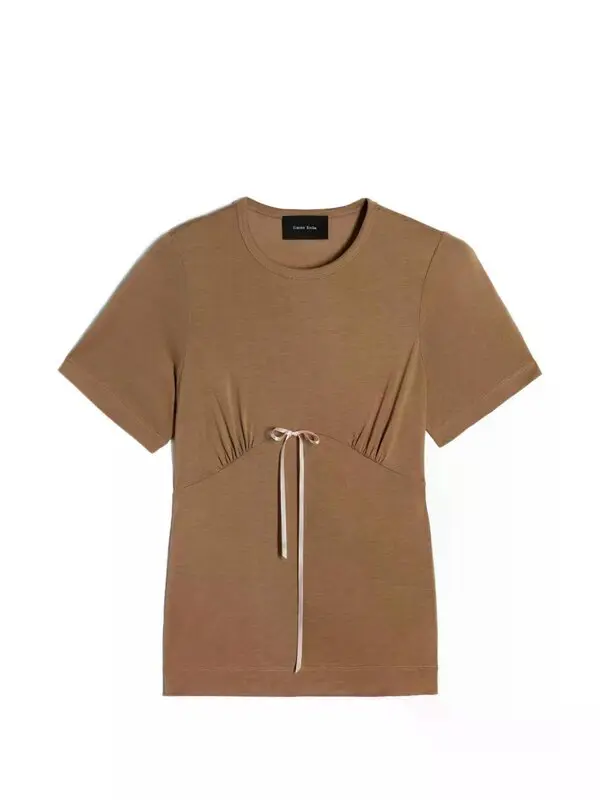 Simone Rocha Gathered Bust Bow T-shirt - Brown