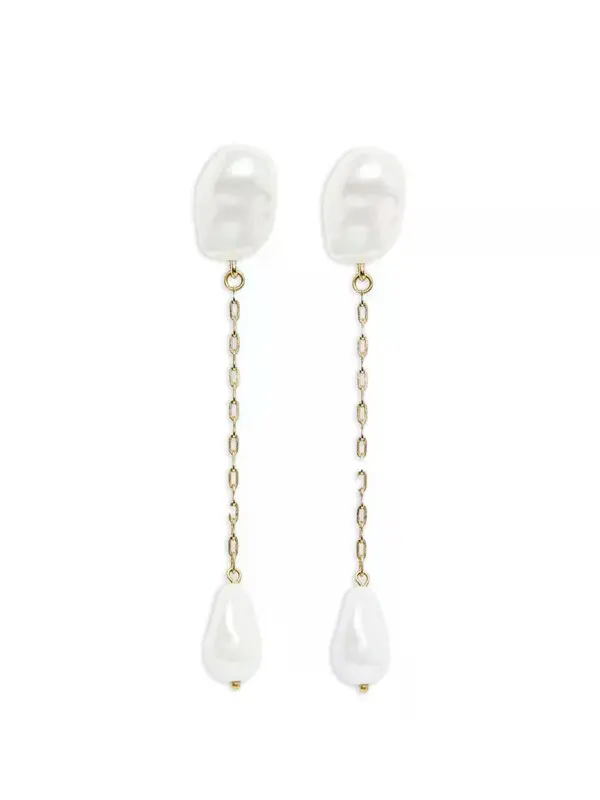 Erdem Pearl Chain Dangle Earrings - Gold