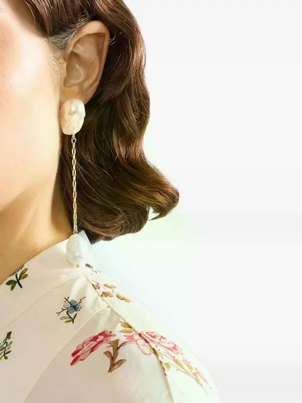 Erdem Pearl Chain Dangle Earrings