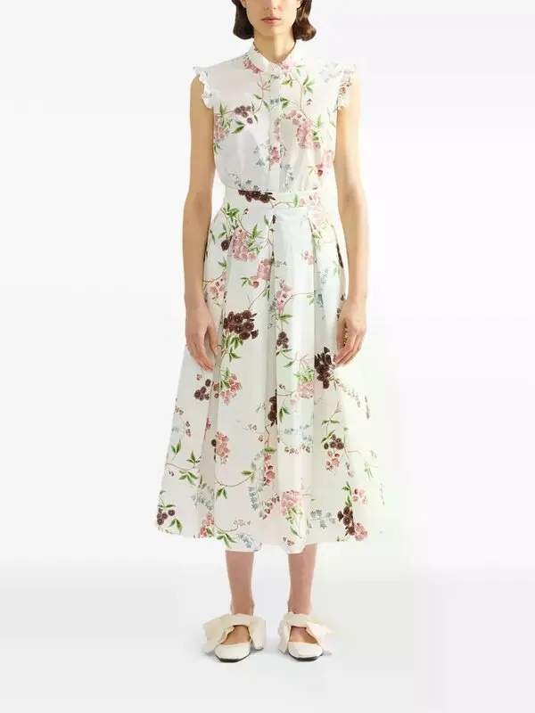 Erdem Floral-pattern A-line Midi Skirt - White