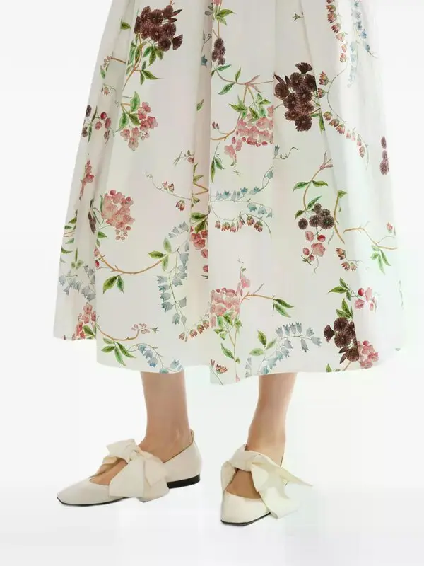 Erdem Floral-pattern A-line Midi Skirt - White