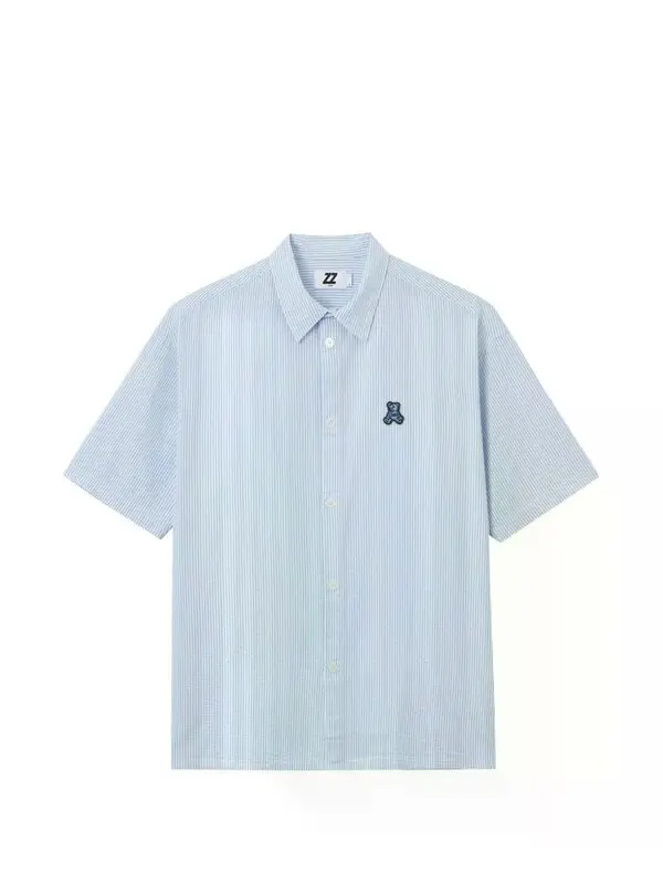 Izzue Striped-pattern Logo-appliqué Shirt