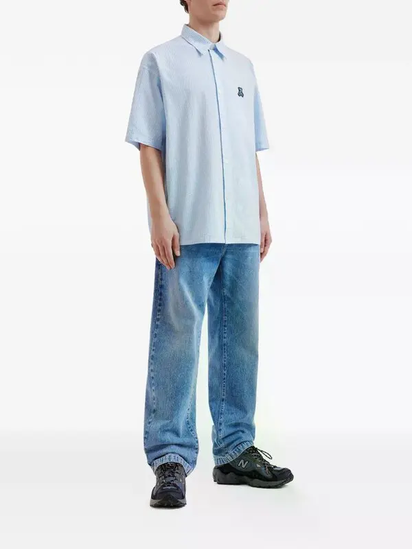 Izzue Striped-pattern Logo-appliqué Shirt