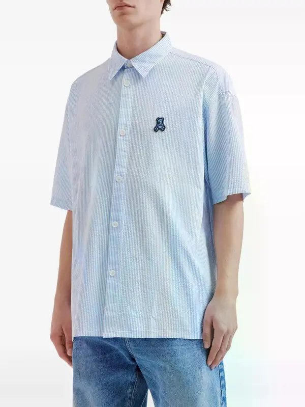 Izzue Striped-pattern Logo-appliqué Shirt