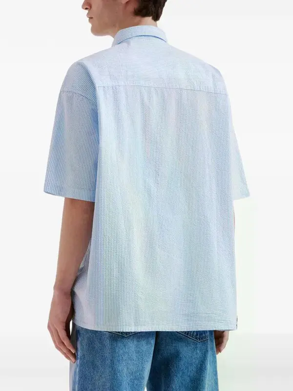 Izzue Striped-pattern Logo-appliqué Shirt