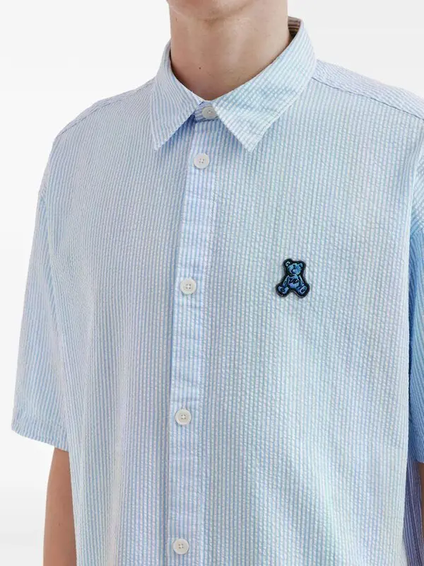 Izzue Striped-pattern Logo-appliqué Shirt