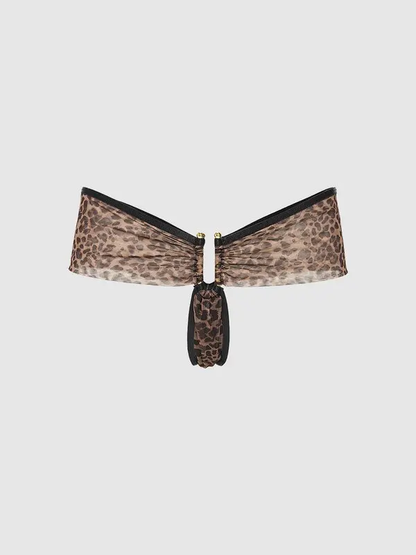 Frederick's Of Hollywood Alanza Ultra Fine Mesh Hardware Thong - Leopard