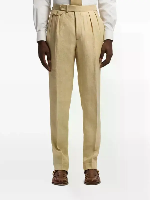 Ralph Lauren Purple Label Gregory Flat-front Linen Trousers
