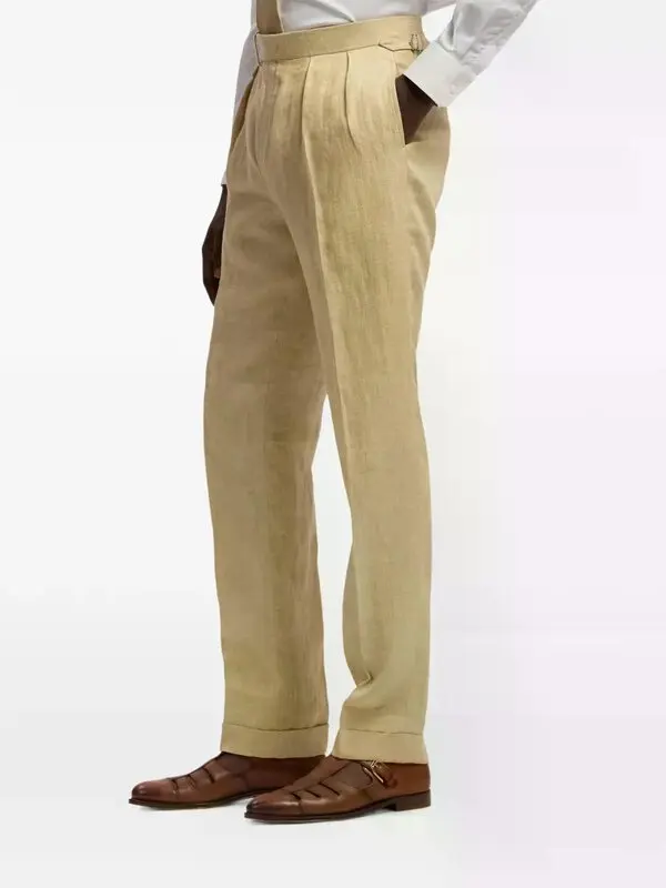 Ralph Lauren Purple Label Gregory Flat-front Linen Trousers