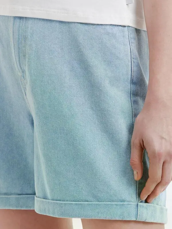 CHOCOOLATE Roll-cuff Denim Shorts - Blue