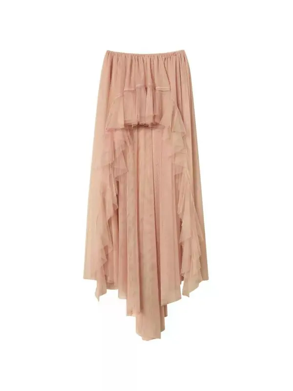 TWINSET Asymmetric Tulle Maxi Skirt With Overlapping Flounces - Neutrals