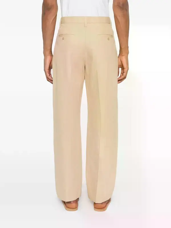 Sandro Wide Pleated Cotton-linen Trousers