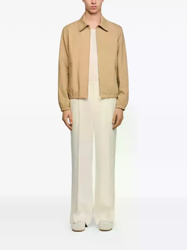 Sandro Zip-up Cotton Blend Jacket - Neutrals