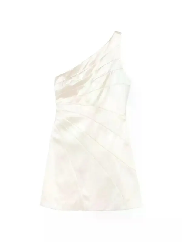 Sandro Sirene One-shoulder Ruched Mini Dress - Neutrals