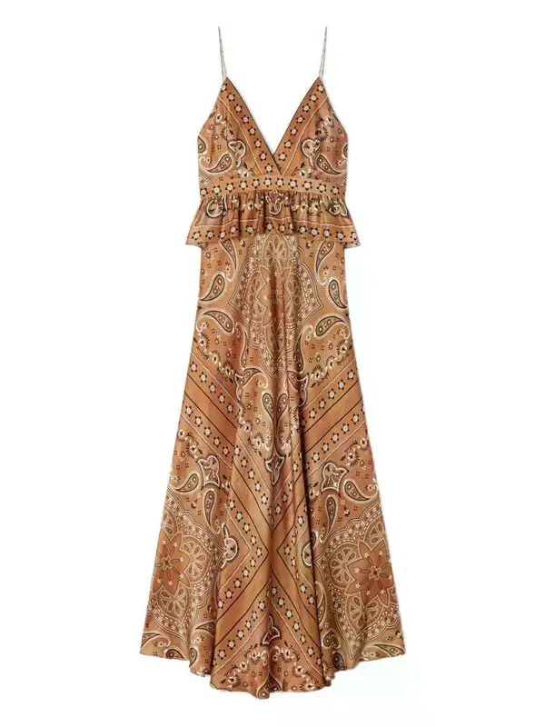 Sandro Bandana-print Maxi Dress - Brown