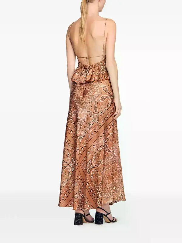 Sandro Bandana-print Maxi Dress - Brown