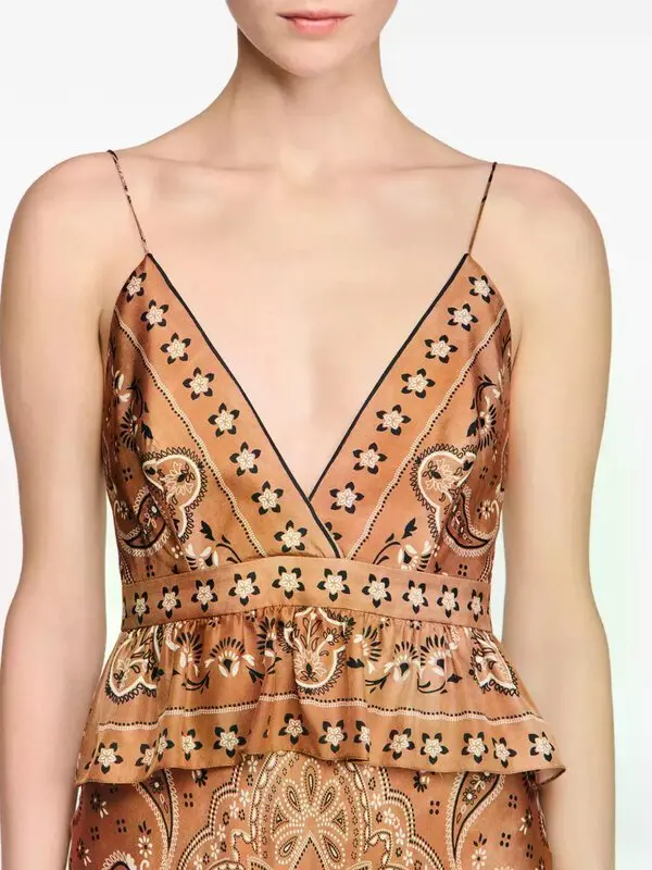 Sandro Bandana-print Maxi Dress - Brown