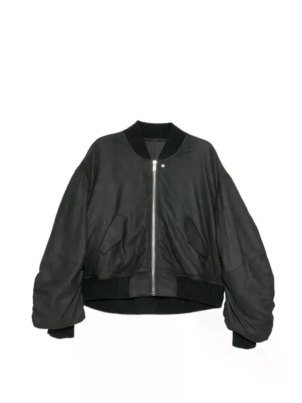 Rick Owens Ribbed Leather Jacket - Black