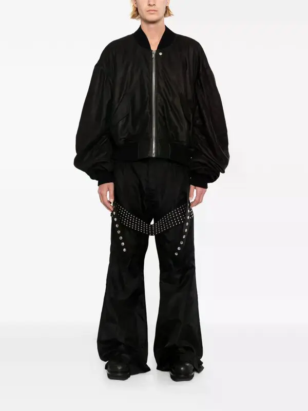 Rick Owens Ribbed Leather Jacket - Black