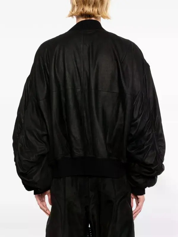 Rick Owens Ribbed Leather Jacket - Black