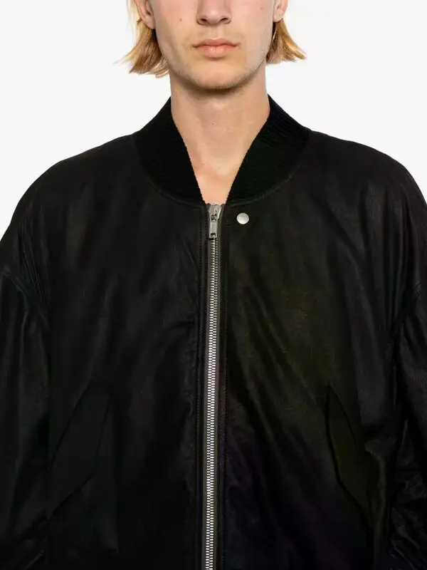 Rick Owens Ribbed Leather Jacket - Black