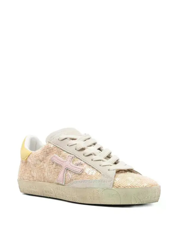 Premiata Steven Sequin-embellished Sneakers - Neutrals