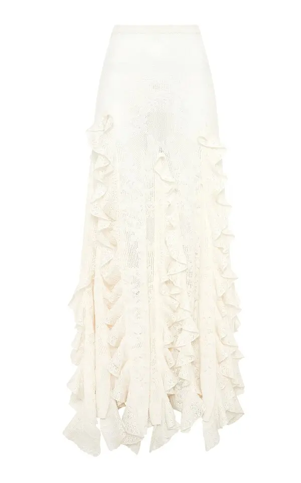 Gabriela Hearst Ruffled Silk-wool Maxi Skirt - Ivory