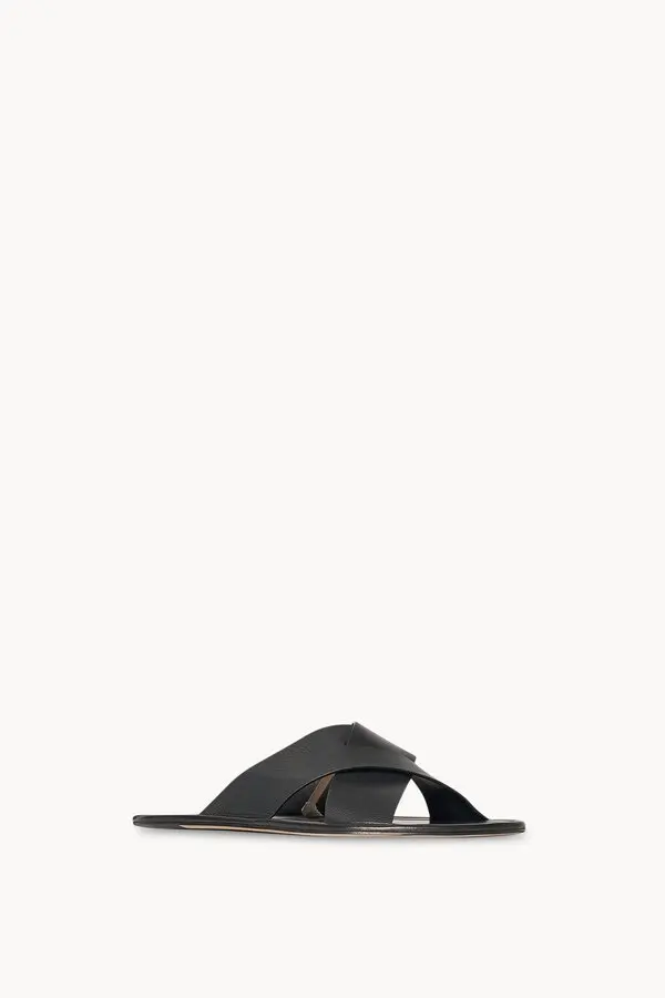 THE ROW Malick Cross Sandal - Black