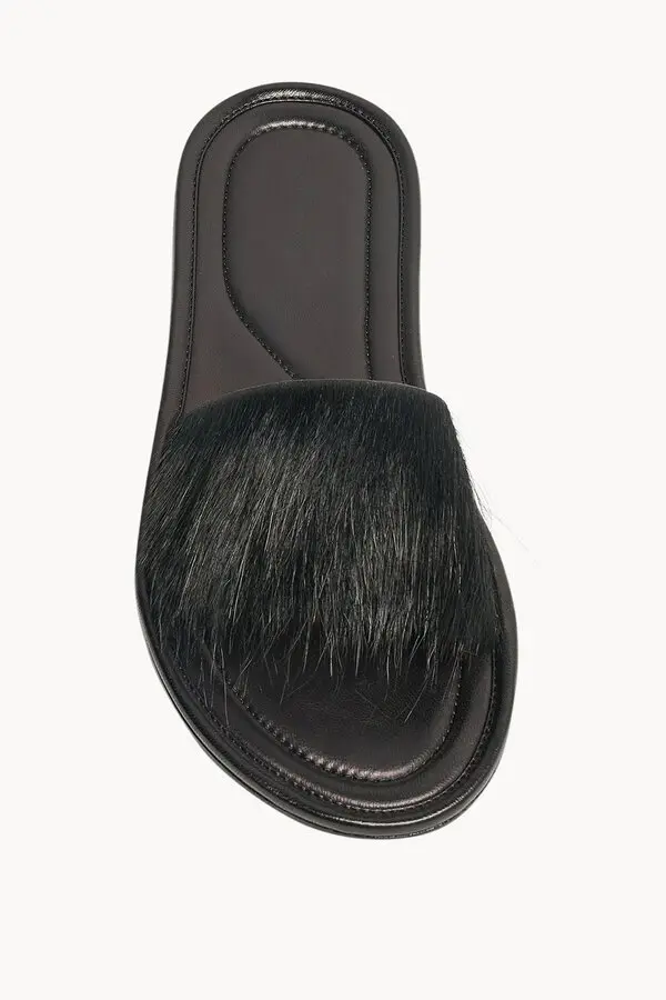 THE ROW Malick Fur Slides - Black