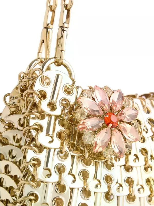 Rabanne 1969 Strass-flower Shoulder Bag - Gold