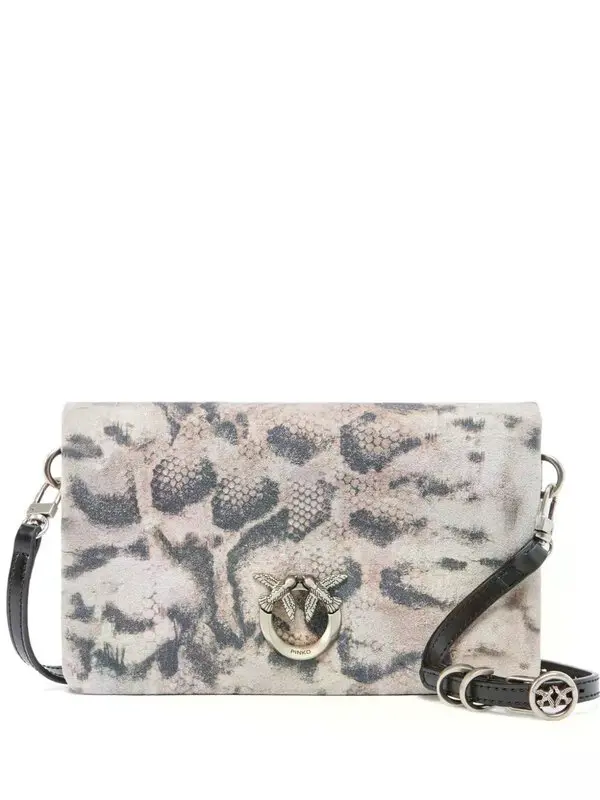 Pinko Printed Shoulder Bag With Silver Hardware - Neutrals