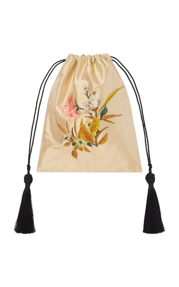 CONNER IVES Embroidered Silk Cord Bag