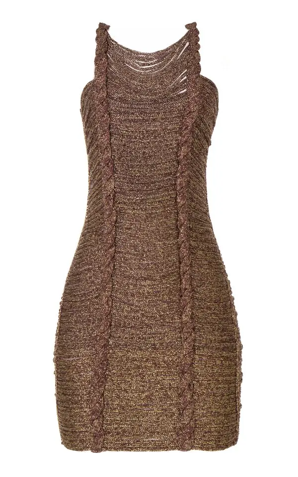 ANDREA ALMEIDA Sil Braided Cord Mini Dress - Brown