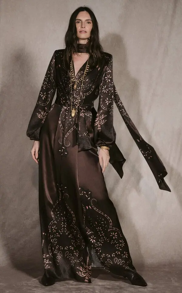 Johanna Ortiz Wrapped Silk Midi Dress