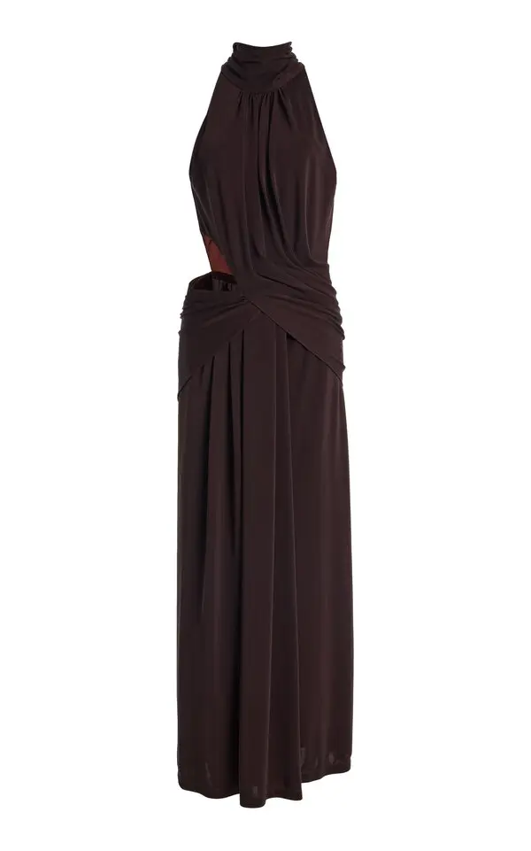 Johanna Ortiz Draped Midi Dress - Brown