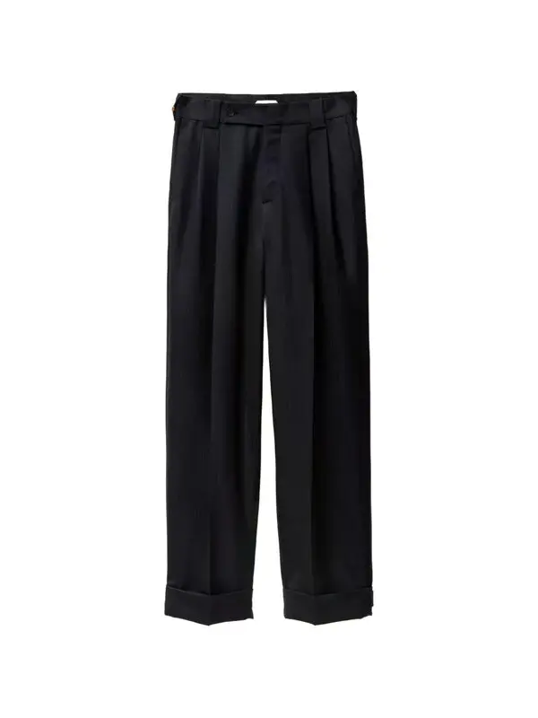 Versace Pinstripe Wool Oversized Pants - Blue